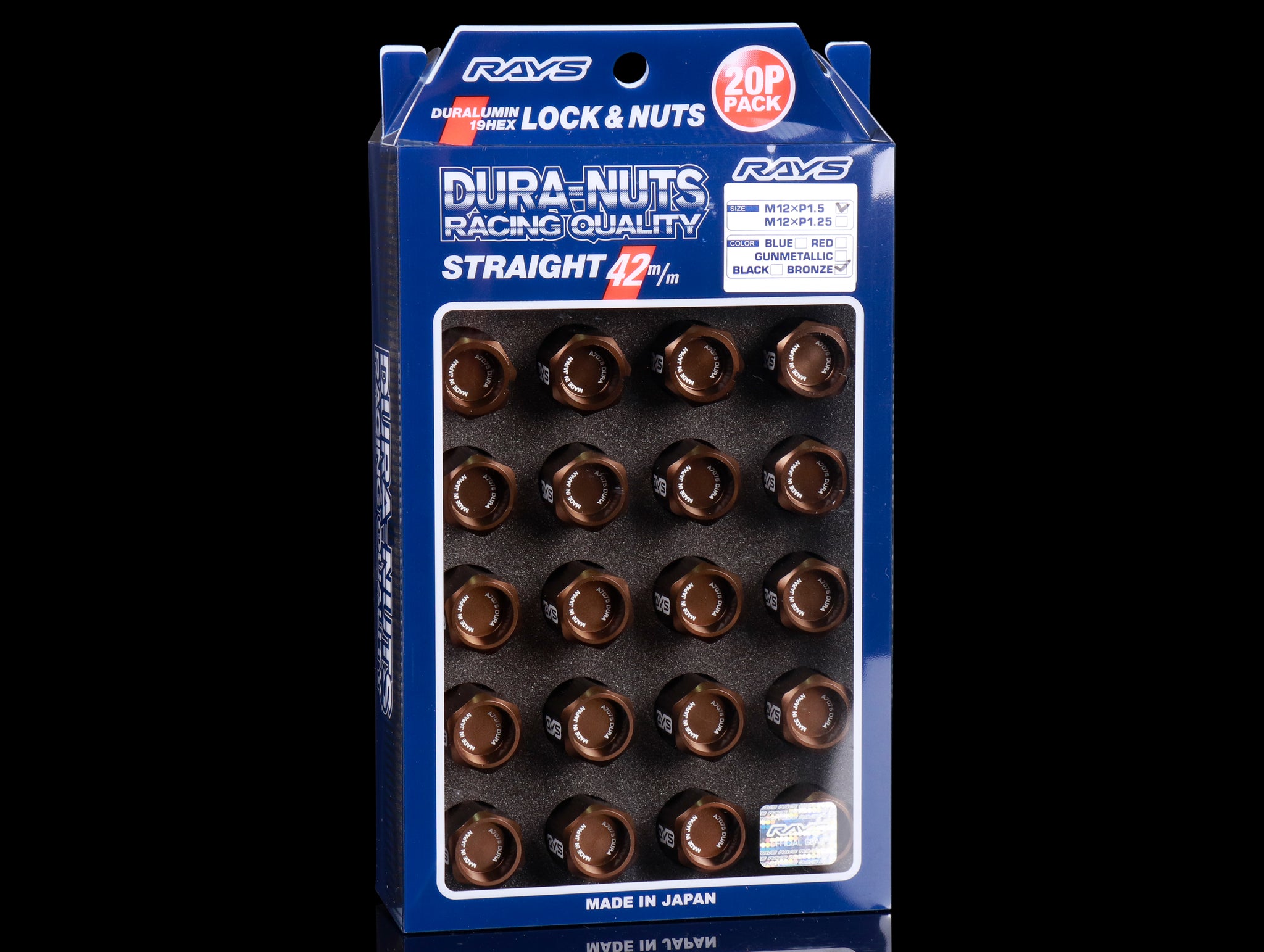 Rays L42 Dura-Nuts Straight Type Lug & Lock Set - M12x1.50 / M12x1.25 ...