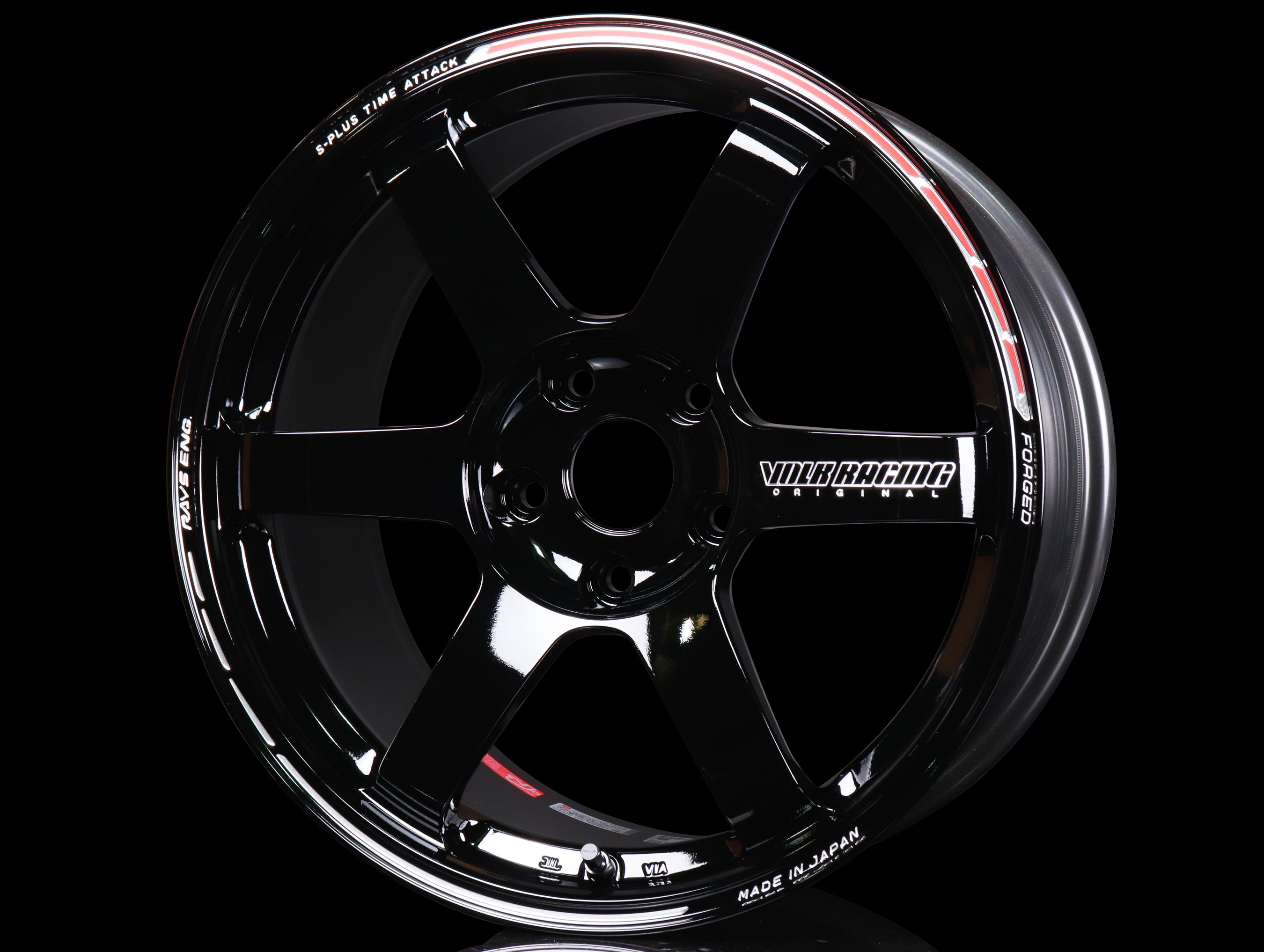 Volk Racing TE37 Saga S-Plus Time Attack Wheels - Black/Redot / 18x9.5 ...