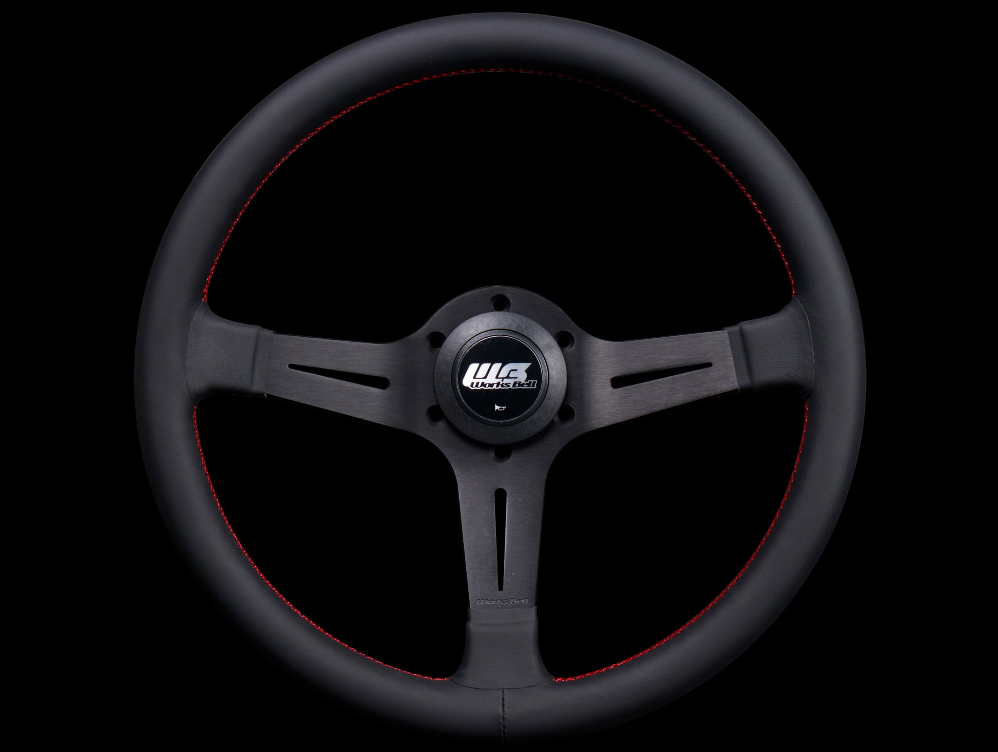 Works Bell 340mm Classic Steering Wheel w/ Red Stitch w/ Red Stitch ...