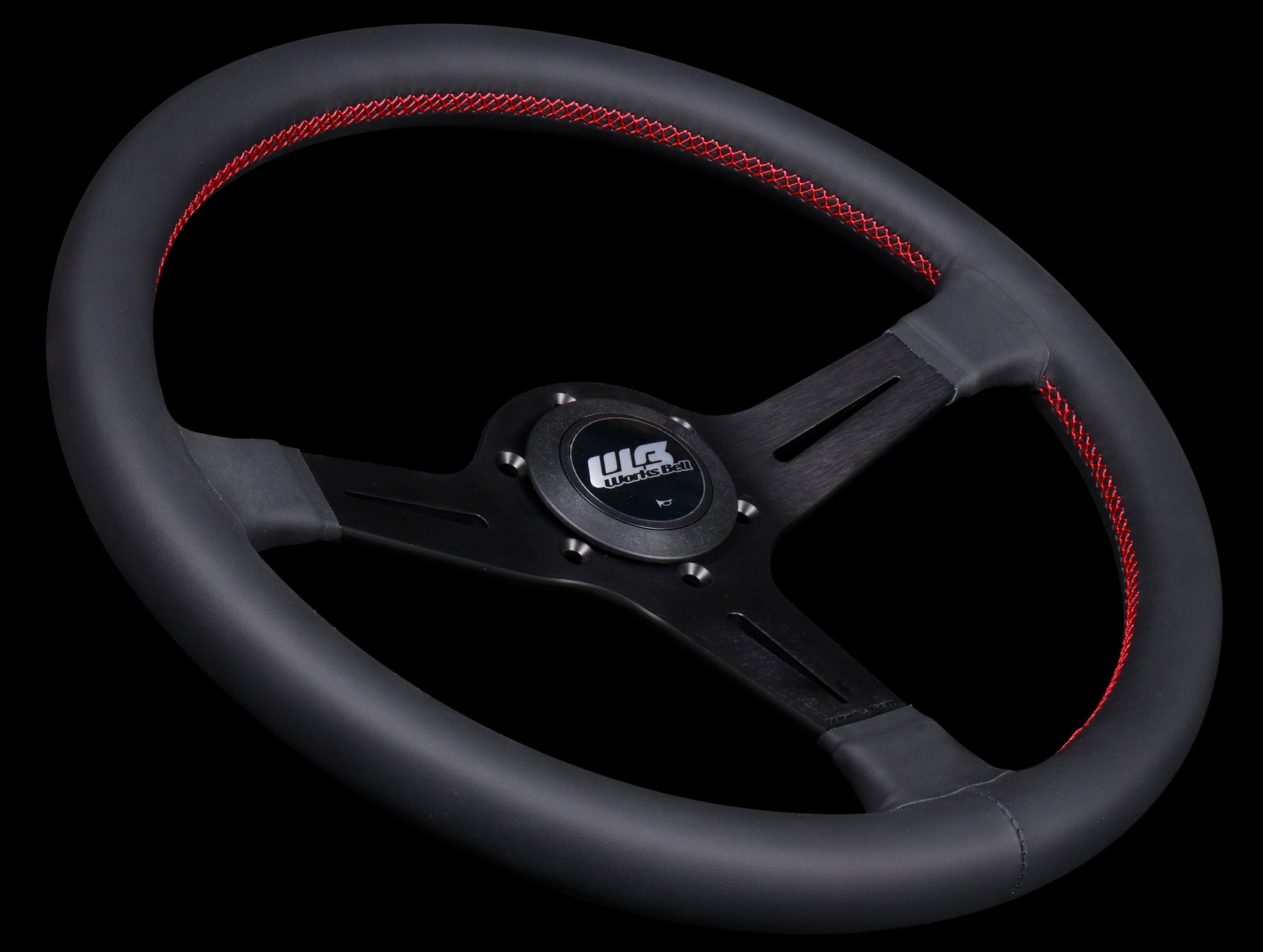 Works Bell 340mm Classic Steering Wheel w/ Red Stitch w/ Red Stitch ...