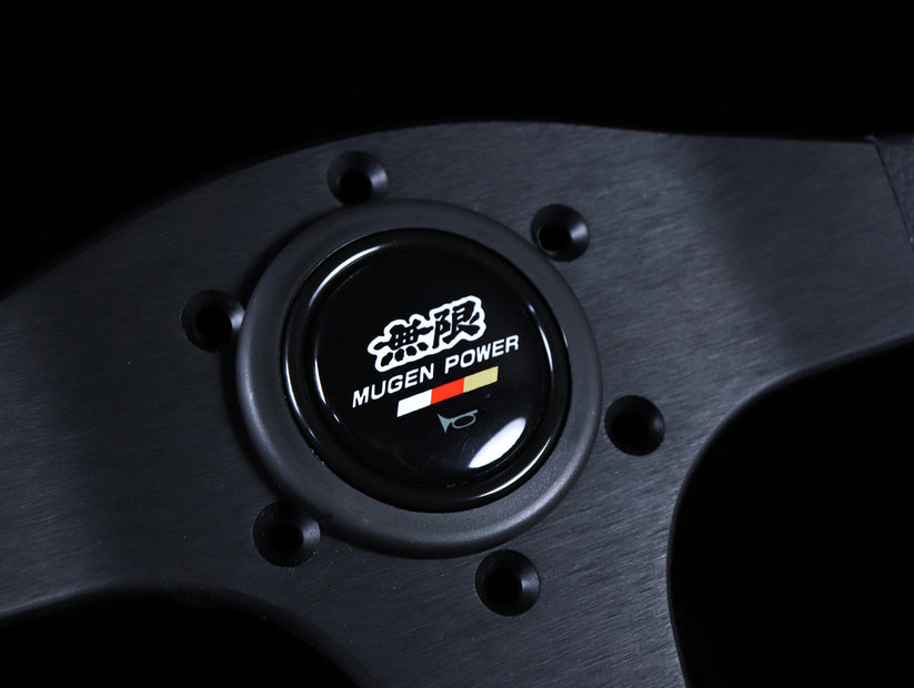 Mugen 350mm Racing 3 Steering Wheel - Black Leather / Red Stitch - JHPUSA