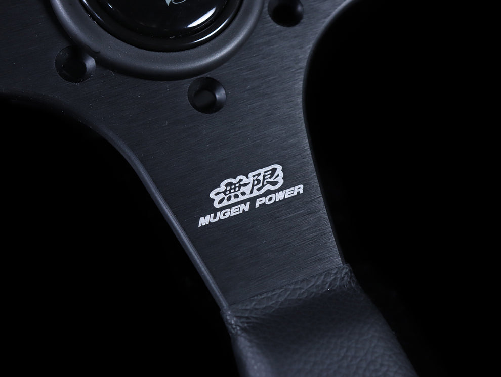 Mugen 350mm Racing 3 Steering Wheel - Black Leather / Red Stitch - JHPUSA