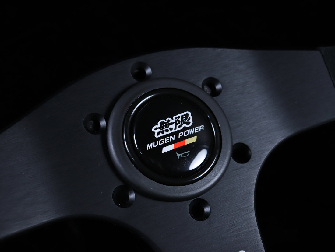 Mugen 350mm Racing 3 Steering Wheel - Black Suede / Red Stitch - JHPUSA