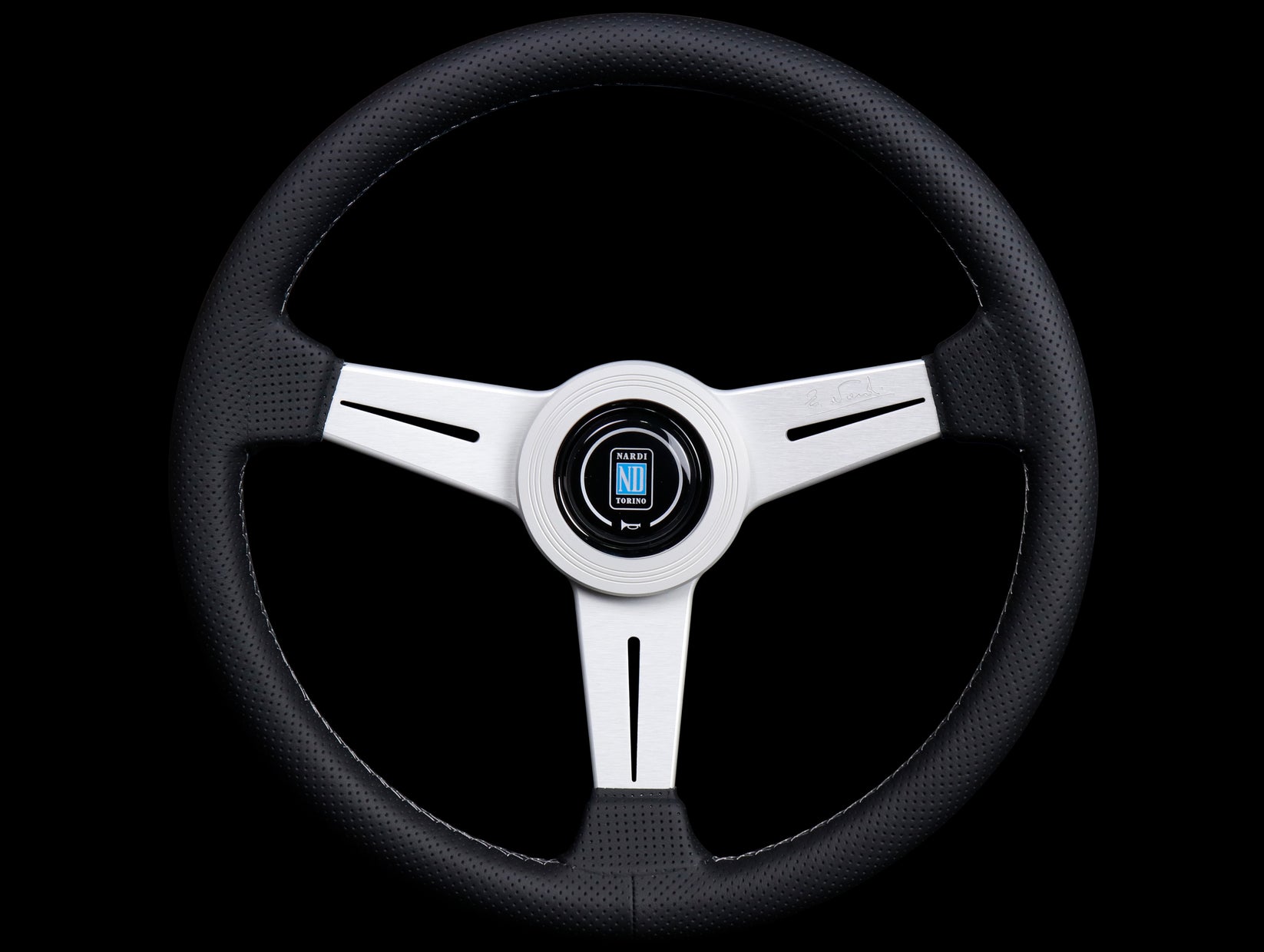 Nardi Classic 340mm Steering Wheel - Black Perforated Leather / Silver ...