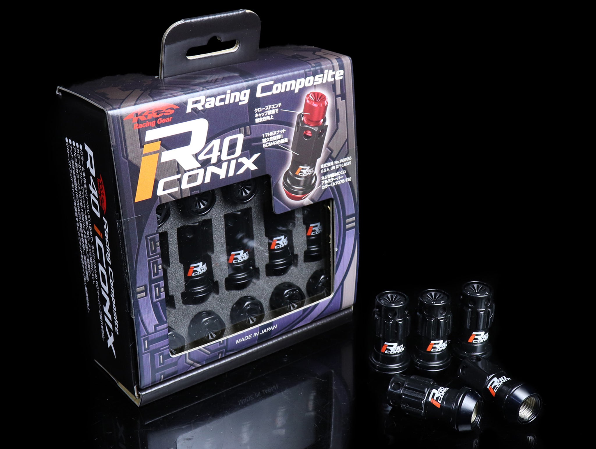 Project Kics R40 Iconix Extended Lug Nuts With Locks - Black M12x1.50 ...
